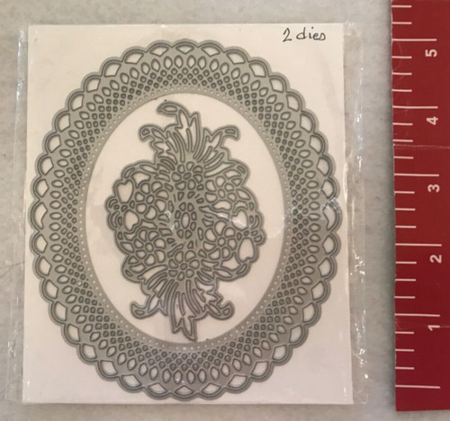 steel cutting 2 piece die set oval with floral center | eBay