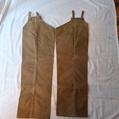CC Filson Style 22 Hunting Chaps Tin Cloth Waxed Cotton Size Long USA ...