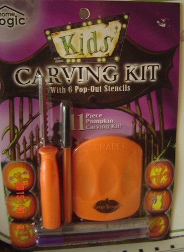 11 PC Halloween KIDS CARVING KIT Age 8+ Pumpkin CARVE 6 STENCILS 3 ...