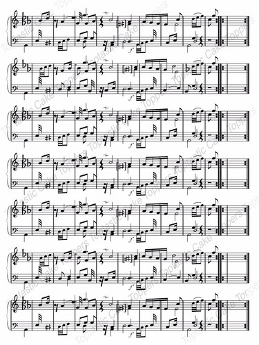 Sheet Music Stave Notes Musician Background Pattern Edible Icing Cake ...