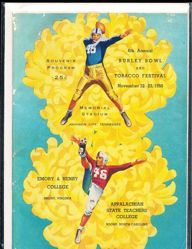 1950 11/22 Burley Bowl football program Emory & Henry vs Appalachian ...