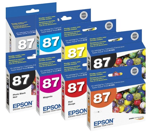 Genuine Epson 87 T087 Ink Cartridge 8-Pack for Stylus Photo R1900 | eBay