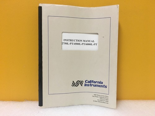 California Instruments 4009-317 2750L - PT / 4500L - PT / 6000L - PT ...