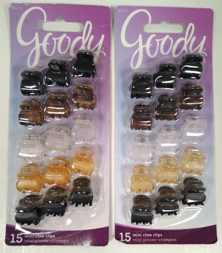 Goody Mini Claw Hair Clips 15 pc Lot of 2 #80472 1/2" wide 41457804728 ...