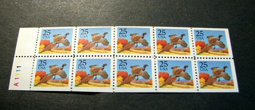 US Booklet Panes Scott# 2283a Pheasant MNH Pane of 10 (see note) L328 ...