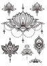 2 x Lotus Tattoo Karte- 7 verschiedene Lotus Motive- Temporary Tattoo ...