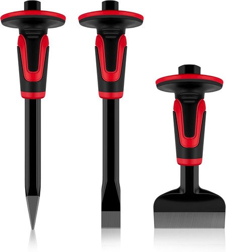3Pcs Heavy Duty Masonry Chisel Set with Hand Guard, Stone and Rock ...