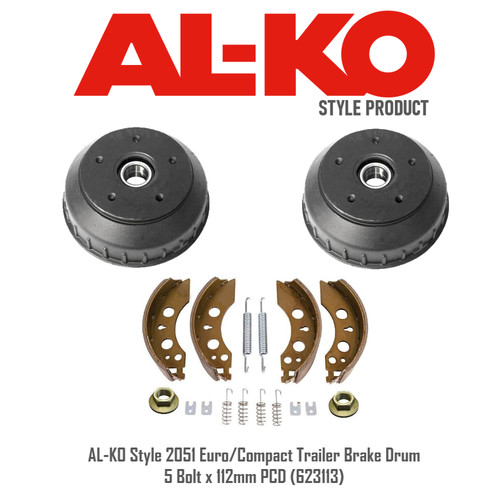 AL-KO Style 2051 Euro/Compact Trailer Brake Drum & Shoes 5x112mm PCD ...