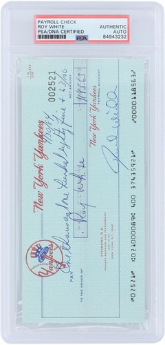 Roy White New York Yankees Autographed Check from April 30, 2023 PSA ...