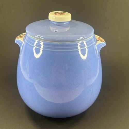 Hall Pottery USA 1930's Covered Bean Pot Cookie Jar Blue Rose Parade ...