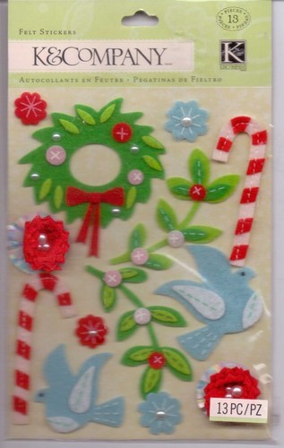 K & Company Mod Holiday Felt Stickers~13 pieces~Beautiful! Quick Ship ...
