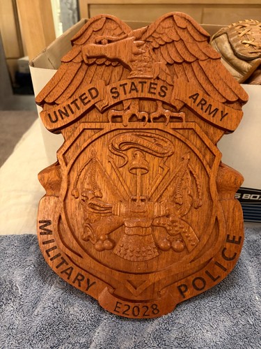 Handmade Wood U.S. Army Military Police (MP) Badge (Dark Walnut Stain ...