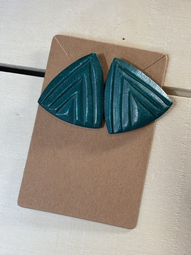 Vintage wooden post style earrings in teal. | eBay
