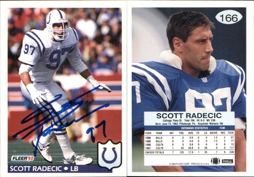 Scott Radecic Signed 1992 Fleer #166 Card Indianapolis Colts Auto AU | eBay