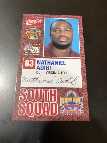 NATHANIEL ADIBI VIRGINIA TECH 2005 Senior Bowl Rookie Football Card ...
