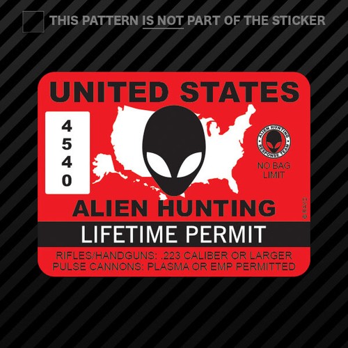 United States Alien Hunting Permit Sticker Self Adhesive Vinyl USA ...