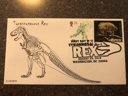 T Rex Lenticular Stamp FDC Combo With Great Britain Dinosaur Stamp ...