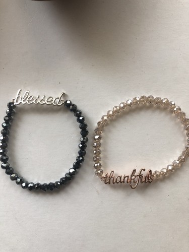 Avon Studio 1886 “Blessed” “Thankful” Stretchy Crystal Bracelet Lot Of ...