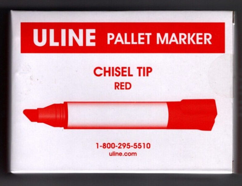 Uline S-12700R Jumbo Pallet Permanent Markers 12 Pack Chisel Tip RED ...