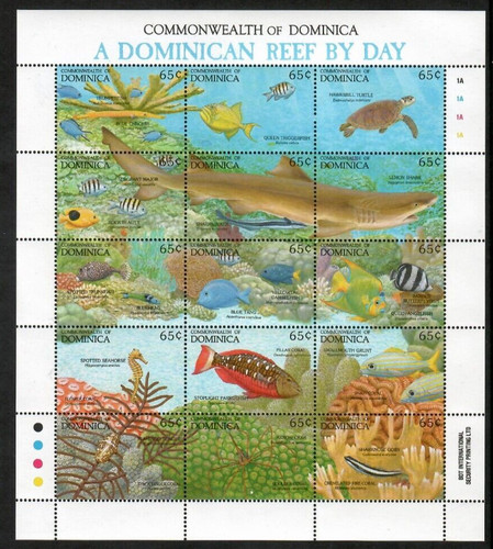 Dominica 1992 - Marine Life Reef By Day - Sheet of 15 Stamps - Scott ...