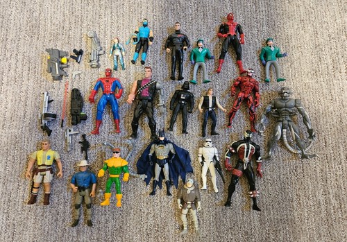 Random Assortment lot 90s action figures, Batman Spiderman Star Wars ...