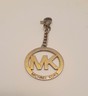 MICHAEL KORS GOLD MK LOGO CHARM / ACORN BROWN GENUINE LEATHER STRAP ...