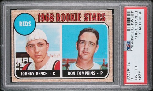 1968 Topps Reds Rookies Johnny Bench HOF Tompkins Cincinnati PSA 6 #247 ...