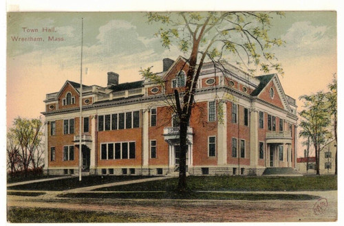 1912 PC: Street View of Town Hall – Wrentham, Massachusetts | eBay