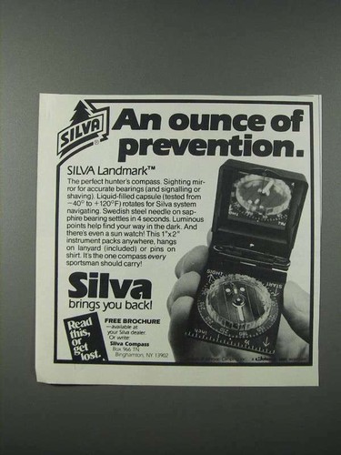 1986 Silva Landmark Compass Ad - An Ounce of Prevention | eBay