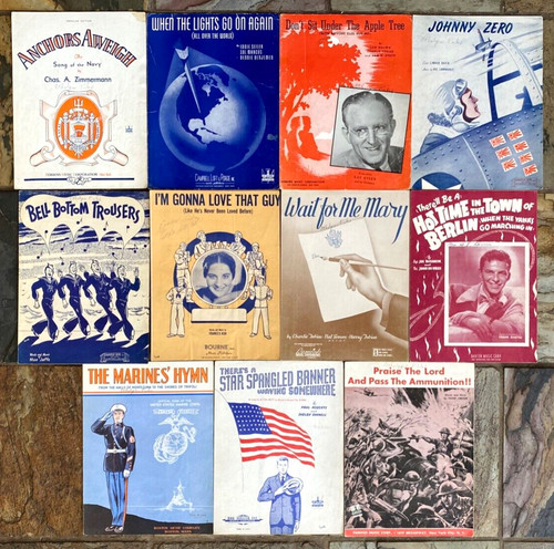 Lot of 11 Vintage WWII Era Sheet Music-World War 2 Music-Cover Artwork ...