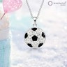 Soccer Ball Light Blue Crystal Rhinestones Sports Necklace Chain Charm ...