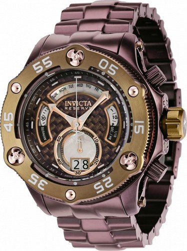 Invicta Reserve Excursion 36009 52mm Khaki Rose Gold Swiss Made Band ...