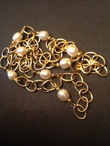 VERONESE 30" Large Link 18K Gold Clad Italy Pearl Necklace 925 | eBay