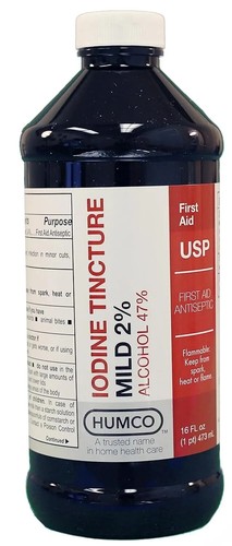 HUMCO 2% MILD IODINE TINCTURE 1 OZ OR 16 OZ FIRST AID ANTISEPTIC EXP ...