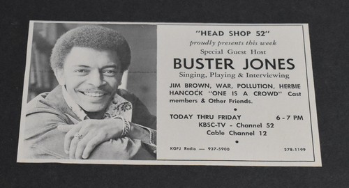 1971 Print Ad Buster Jones Head Shop 52 KBSC TV KGFJ Radio Sining ...