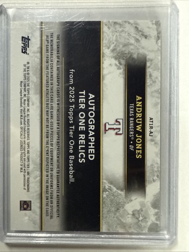 2025 Topps Tier One Andruw Jones #AT1R-AJ Auto /99 Tier One Relics Dual ...