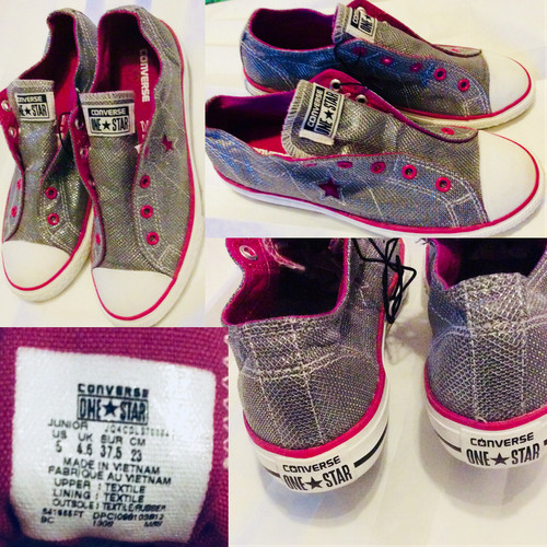 Girls Converse One Star Junior Sneakers Girls Size 5 Silver Gray Pink ...