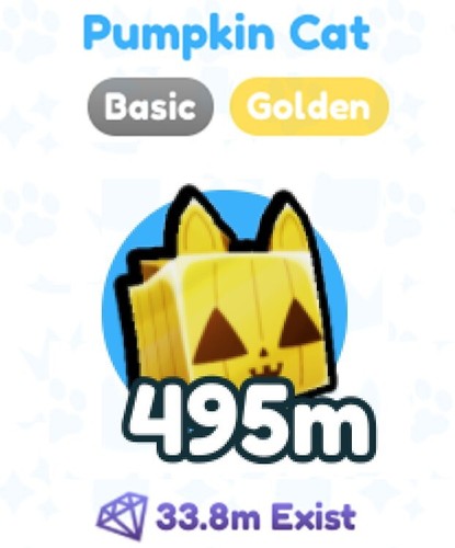 Gold Golden Pumpkin Cat Pet Simulator sim X PSX for Roblox | eBay