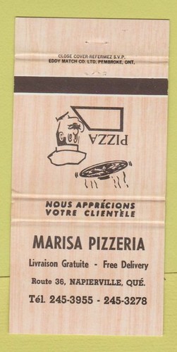 Matchbook Cover - Marisa Pizzeria Pizza Napierville QC 30 Strike | eBay