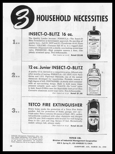1949 Tetco Co. Los Angeles Insect-O-Blitz Bug Spray & Fire Extinguisher ...