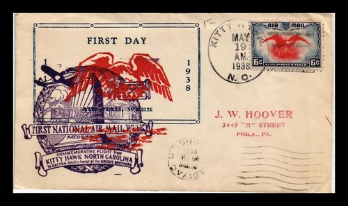 DR JIM STAMPS US COVER KITTY HAWK NORTH CAROLINA NATIONAL AIR MAIL WEEK ...