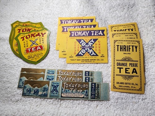 (U04) NICE Collection of 12 "Tokay" & "Thrifty" Tea Box Labels, Full ...