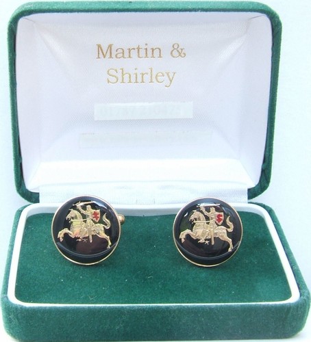 MEDIEVAL KNIGHT cufflinks made from mint coins in Black & Gold 20mm ...