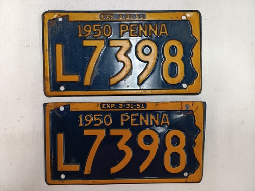 PAIR 1950 Pennsylvania License Plate Tag | eBay