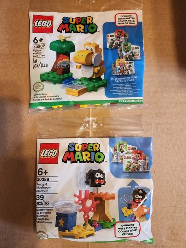 Lot Of 2 Super Mario LEGO 30509 & 30389 Fuzzy Mushroom & Yoshi Fruit ...
