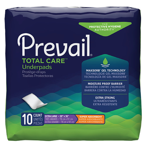 Prevail Bed Pads.. 30x36 bed chucks, Total Care Under Pads 10 Count ...