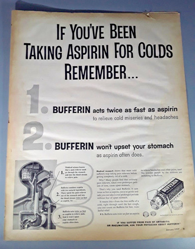 Original 1957 Bufferin Magazine Ad "If You've Been Taking Aspirin for ...