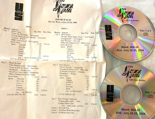 7/19/04 DEE SNIDERS HOUSE OF HAIR FEATURES TED NUGENT; CULT, ZEBRA ...