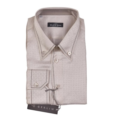 ITALIAN LUXURY 1400$ GERLIN Shirt White Jacquard 100% Silk 16-41 BIJAN ...