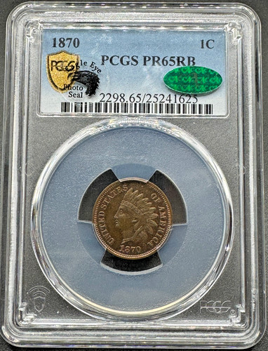 1870 PROOF INDIAN HEAD CENT PCGS PR65RB CAC RED BROWN EAGLE EYE PHOTO ...